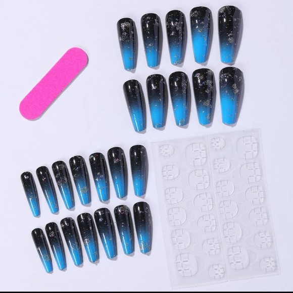 Makeup | Fashion Blue Black Gradient Press On Nails | Poshmark